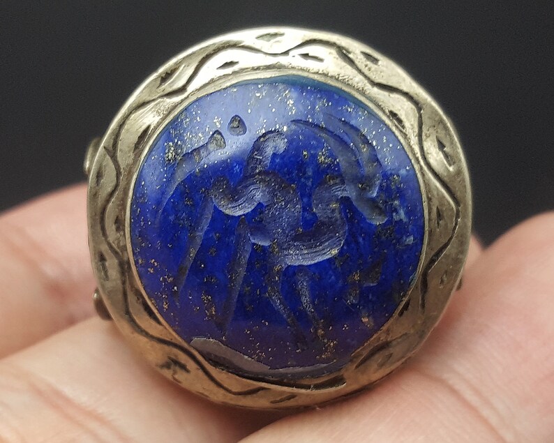 Rare Vintage Middle Eastern Islamic Lapis Lazuli Stone Roman Intaglio ...