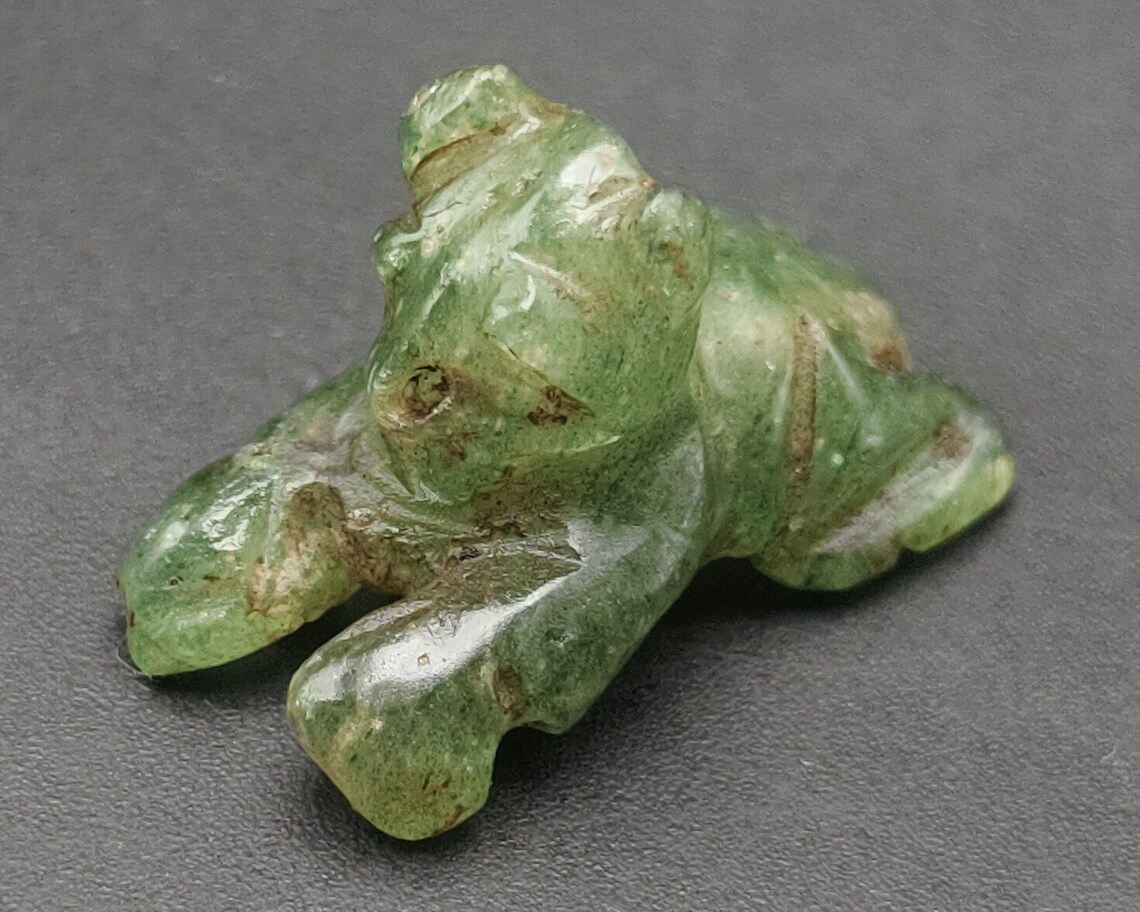 Ancient Egyptian Natural Jade SPHINX TIGER Hand Carved Bead Handmade # ...