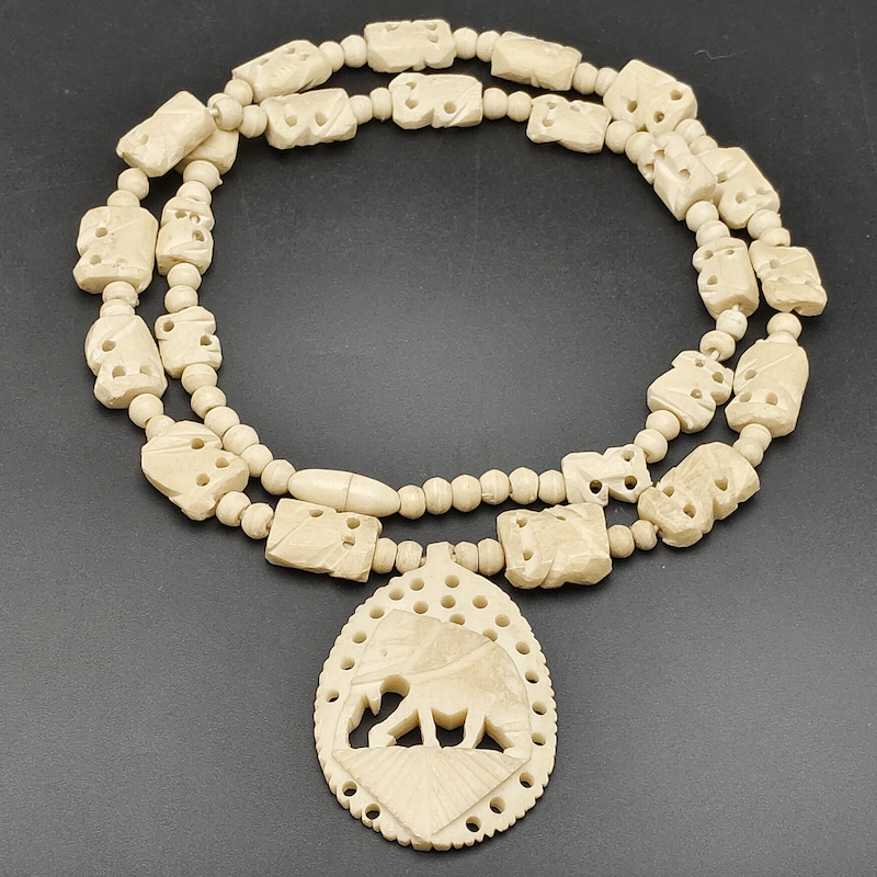 Bone Bead Necklace - Etsy UK