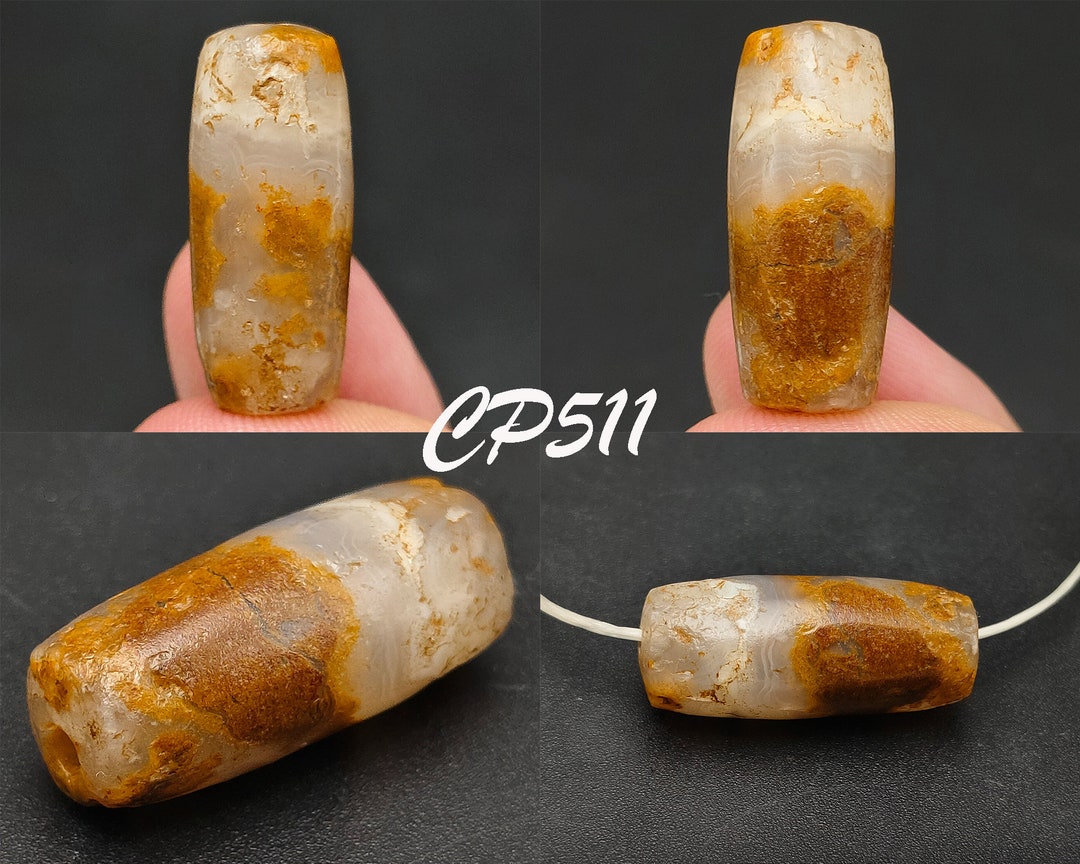 OLD Ancient Roman Bactrian Crystal Quartz Stone Tube Cylinder Bead # ...