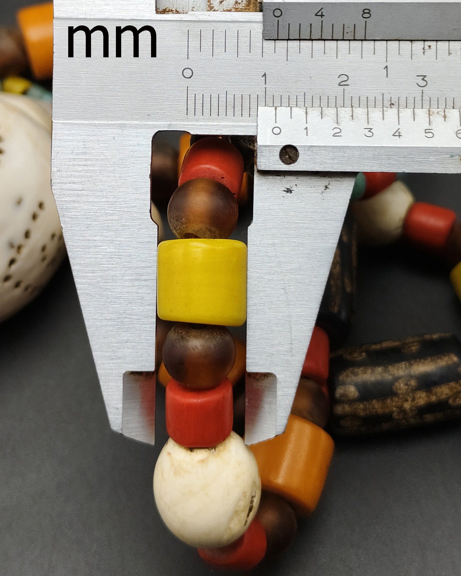 AUTHENTIC Nagaland Glass Beads & Chank Shell Pendant Necklace Tibet ...