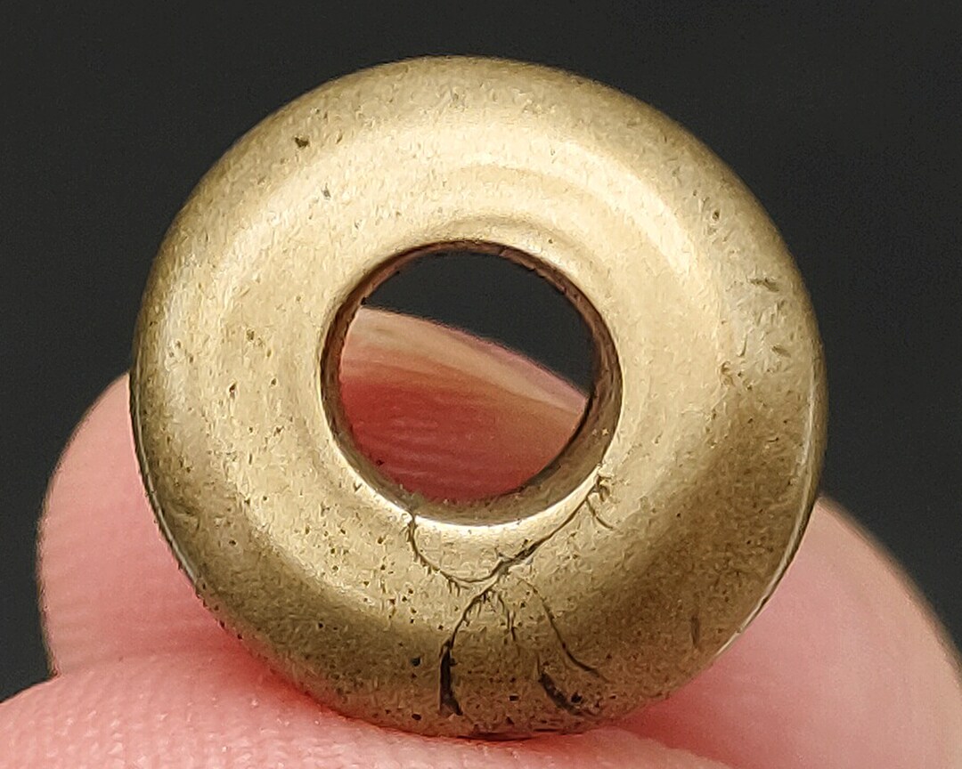 Antique Tibetan Bronze Brass Steel Metal Shape Flat Round Tablet Spacer ...