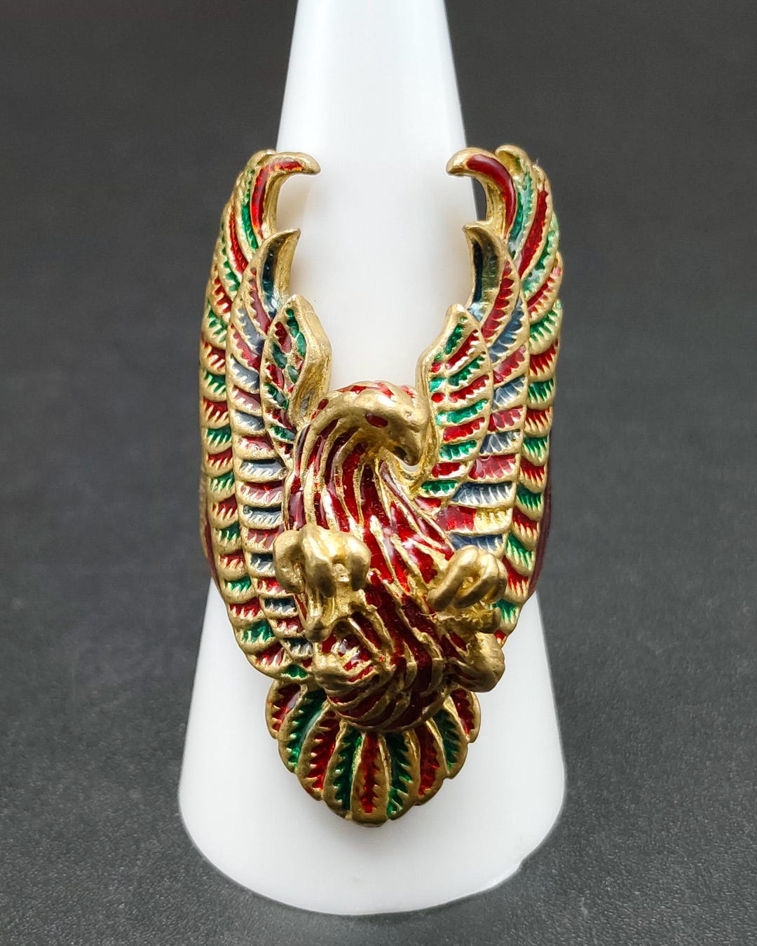 Vintage Rainbow Golden Emblem Hawk Eagle Falcon Bronze Ring Cp1240c - Etsy