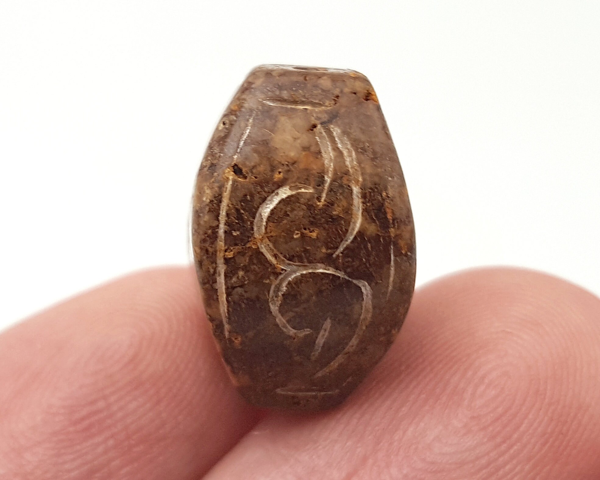 Old PYU Culture SHAN Style Carve Script Stone Bicone Tribal Bead cp175a ...