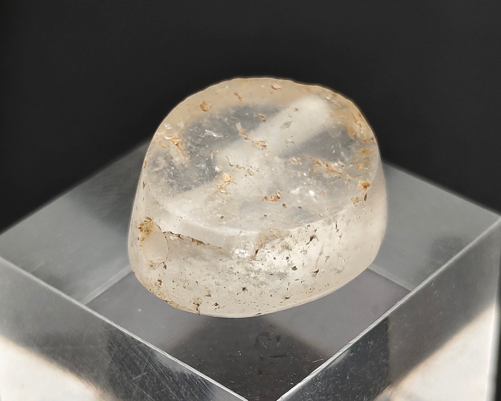 OLD Ancient Magnificent Clear Rock Crystal Quartz Flat Coin Bead cp574c ...