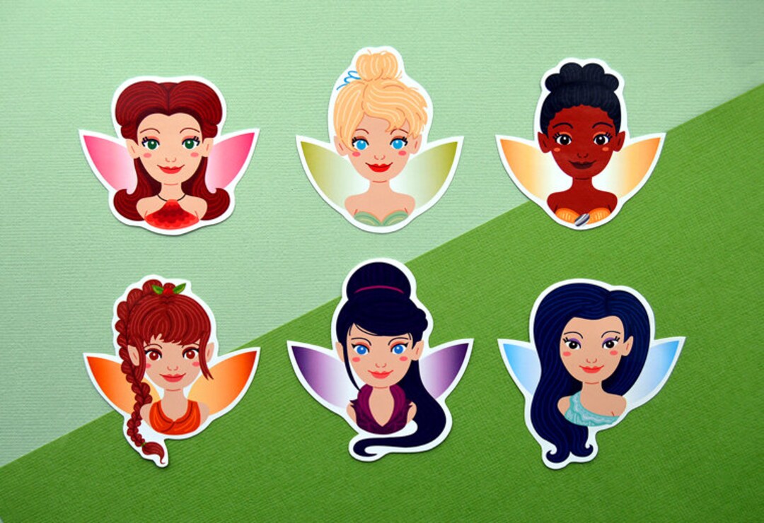 Pixie Hollow Portrait Stickers 6 Permanent Die Cut Sticker Pack Fairy ...