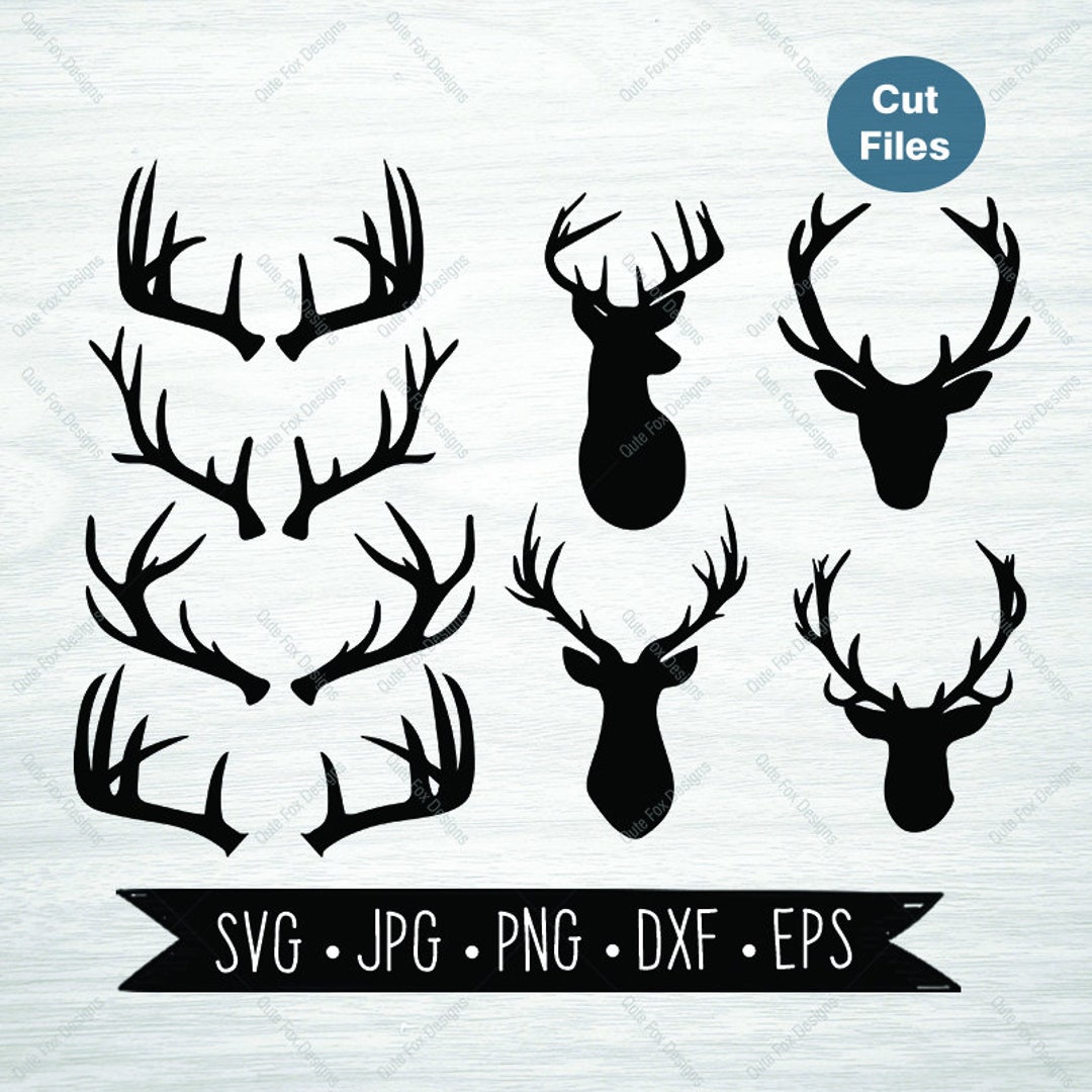 Deer & Antlers Svgjpg Png Eps Dxf / Deer Antlers Instant - Etsy