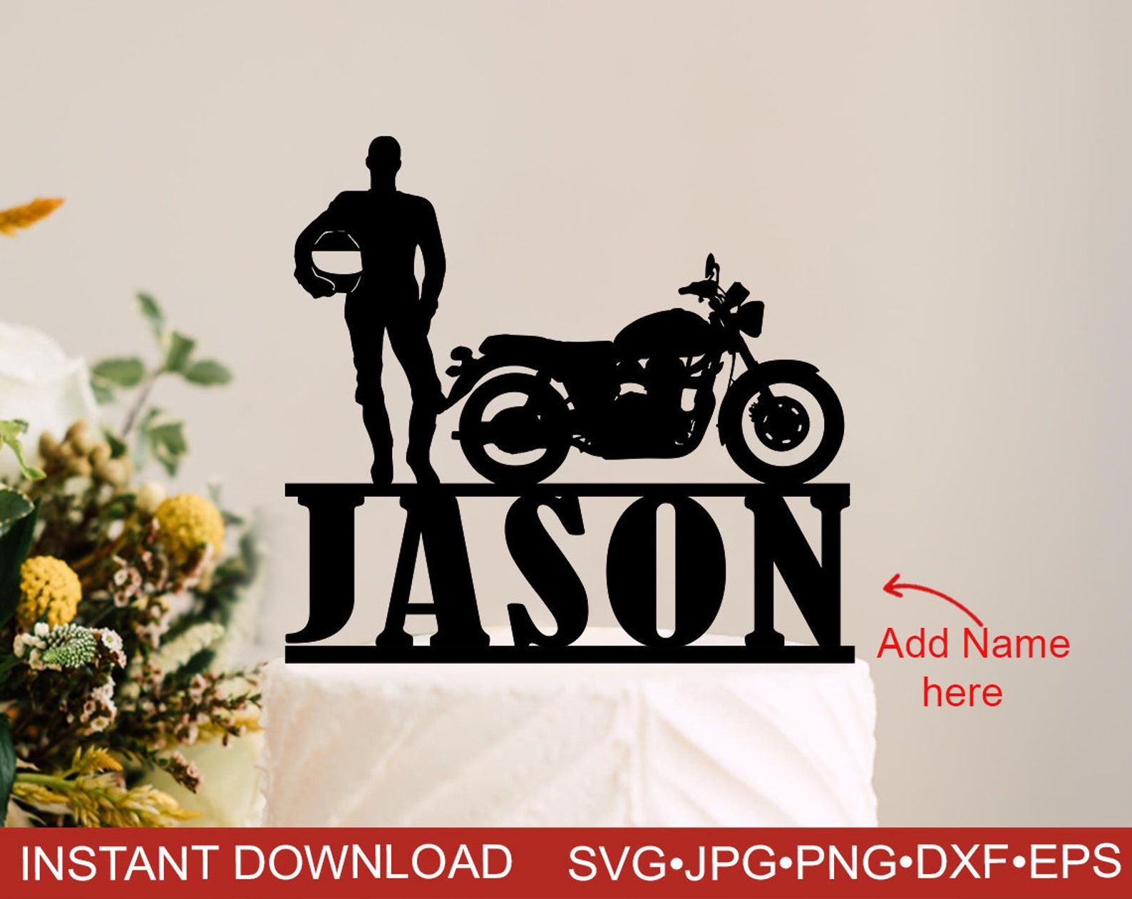 Bike Rider Happy Birthday Cake Topper SVG Motorcycle Cake - Etsy