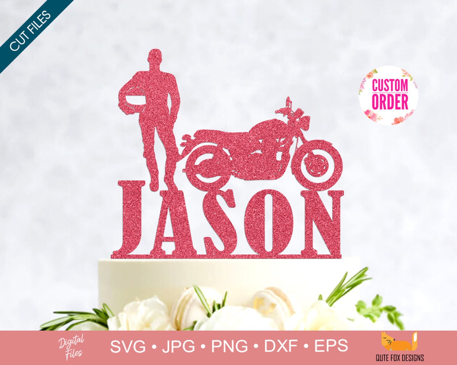 Bike Rider Happy Birthday Cake Topper SVG Motorcycle Cake - Etsy