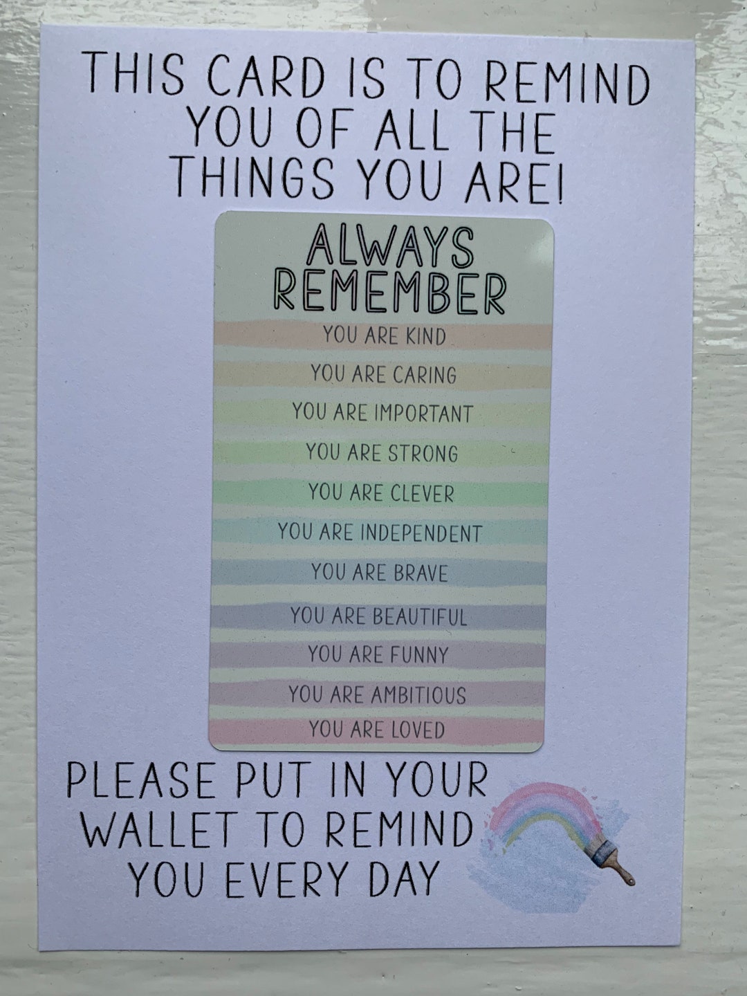 Positivity Wallet Card, Positive Affirmations Wallet Card, Mental ...