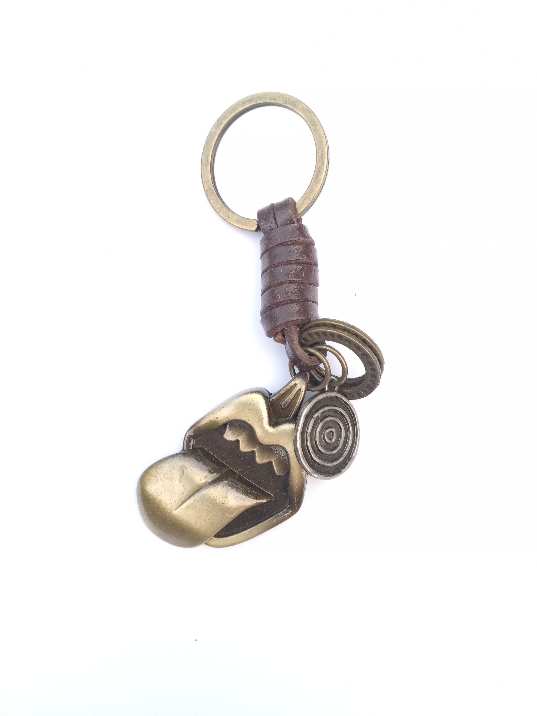 Boho Rolling Stones Style Keyring With Ring Disc Charms Leather - Etsy