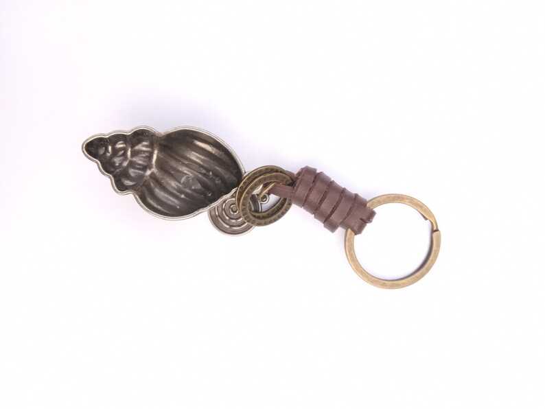 Shell Keyring With Ring Disc Charms Boho Leather - Etsy