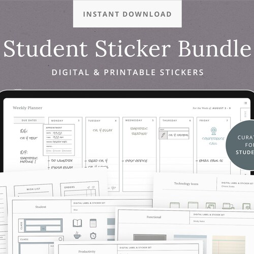 Student Digital Sticker Bundle Printable Digital Stickers | Etsy