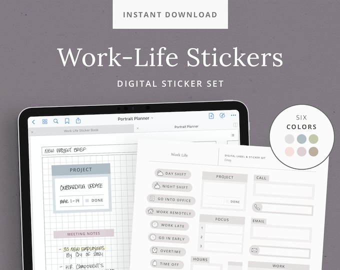 Work-life Digital Stickers Minimalist Job Goodnotes Sticker - Etsy