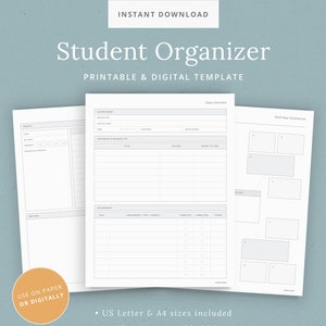 Student Organizer Printables for Back to School - Class Planner With ...