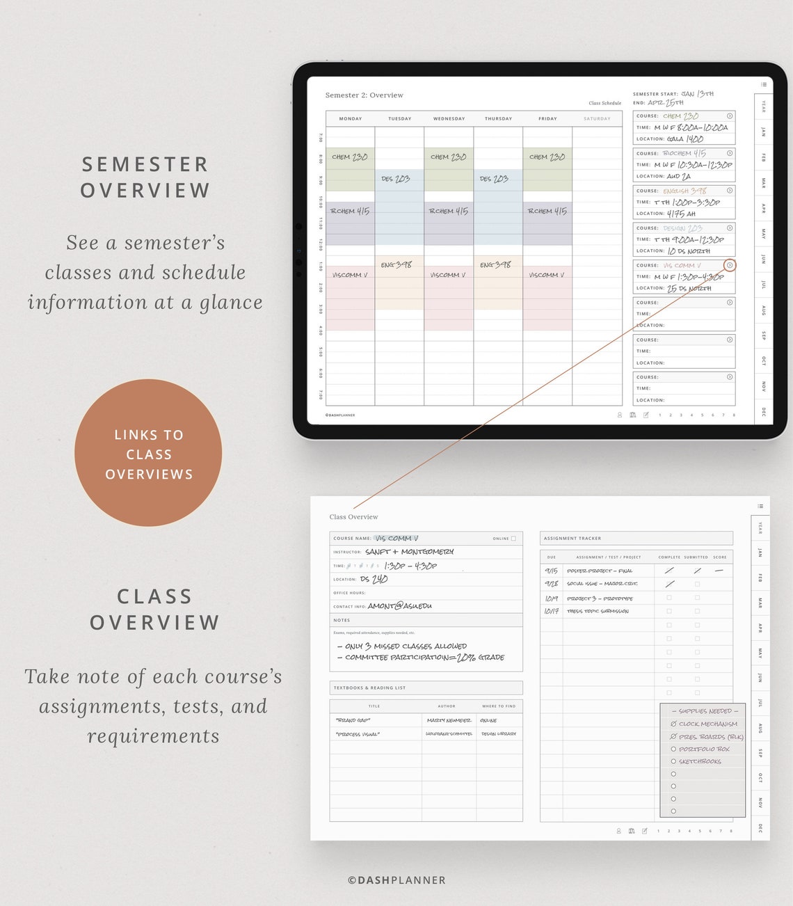 Undated Digital Academic Planner: Student iPad Agenda (digital Download ...