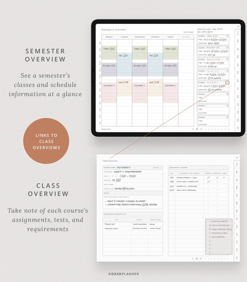 Undated Digital Academic Planner: Student iPad Agenda (digital Download ...