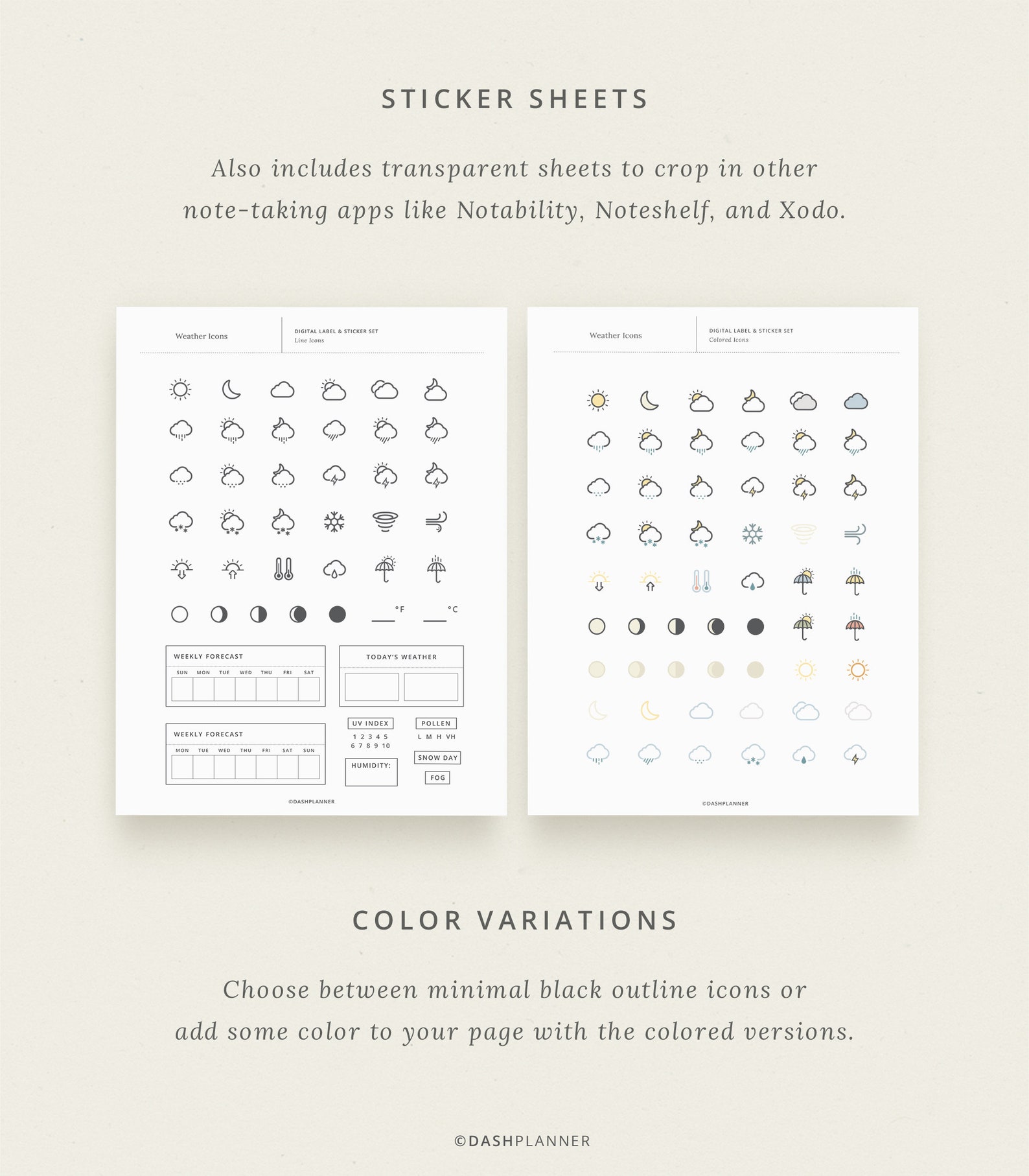 Weather Digital Stickers for Planner Goodnotes Sticker Book Printable ...