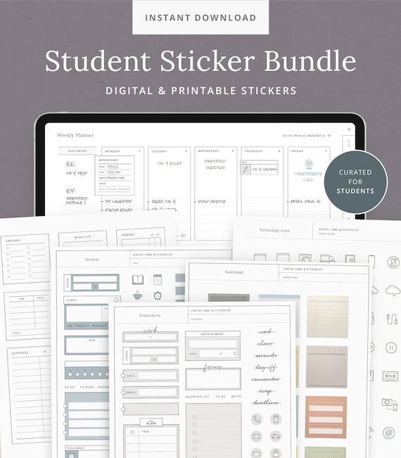 Student Digital Sticker Bundle Printable Digital Stickers | Etsy