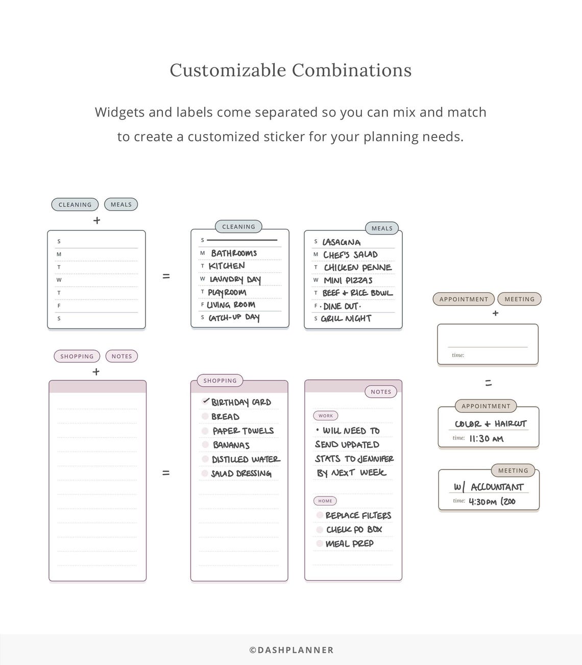 Daily & Weekly Widgets - Digital Sticker Set for Planners - Meals ...