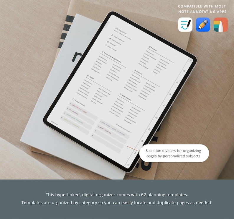 Life Organizer Digital Planner for iPad | Goodnotes, Notability ...