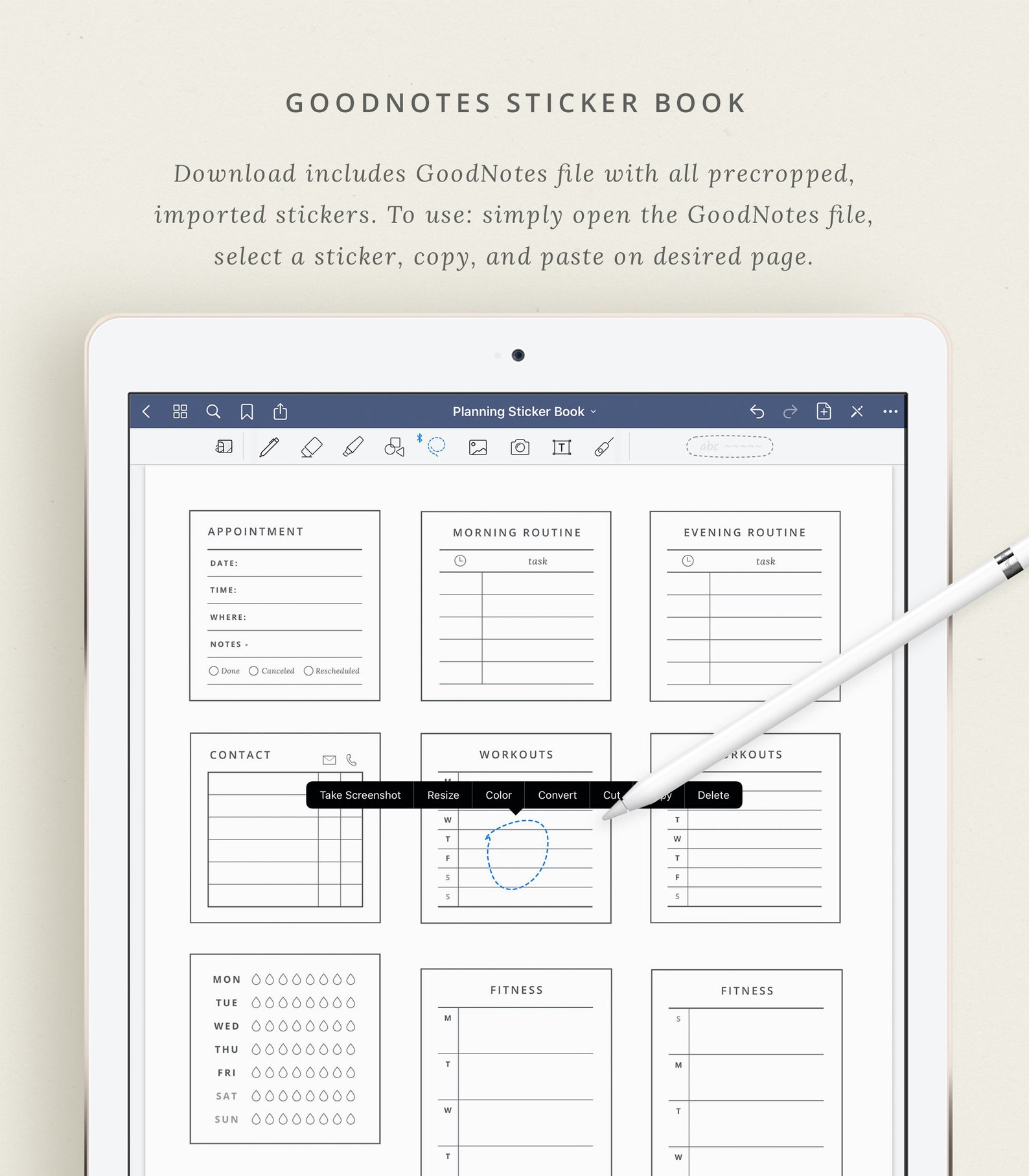 Planning Digital Stickers - Planner Cards for Goodnotes - Minimalist ...