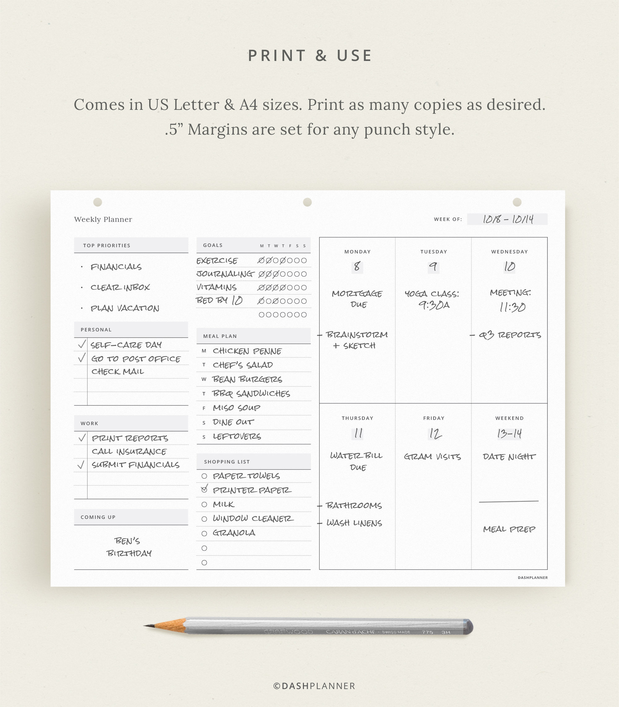 Weekly Planner Bundle: Printable Goodnotes Template (A4, US Letter) - Etsy