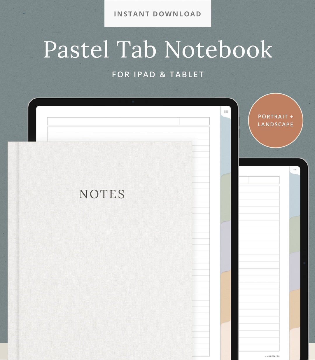 Digital Notebook Template - 5 Tabs in Pastel - Customizable Goodnotes ...