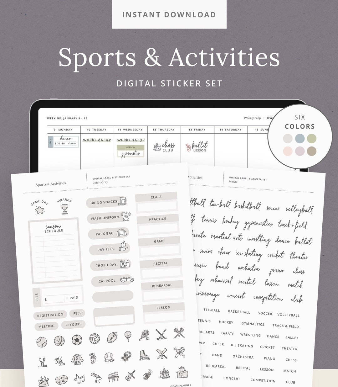 Sports & Activities Digital Sticker Set - Goodnotes Sticker Book ...