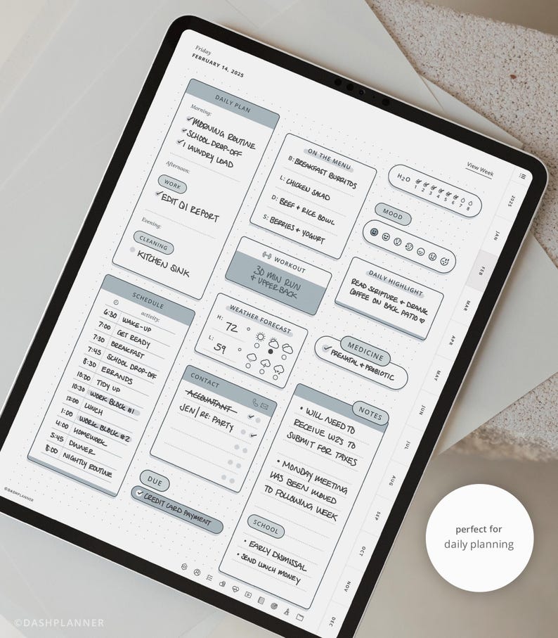 Daily & Weekly Widgets - Digital Sticker Set for Planners - Meals ...