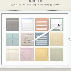 Digital Functional Sticky Note Stickers - Minimal Sticky Notes With ...