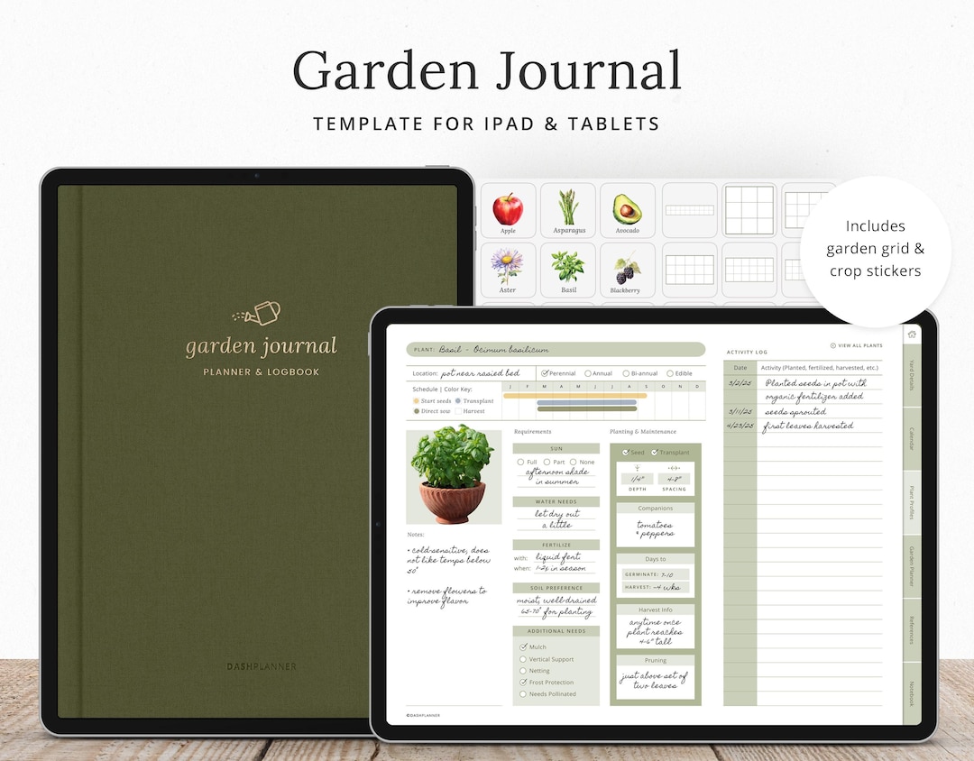 Digital Garden Journal | Hyperlinked iPad Planner for Garden Planning ...