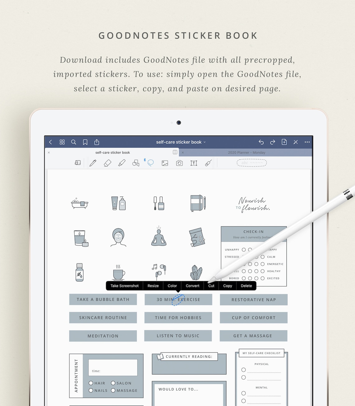 Self Care Digital Stickers for Planner Goodnotes Sticker - Etsy