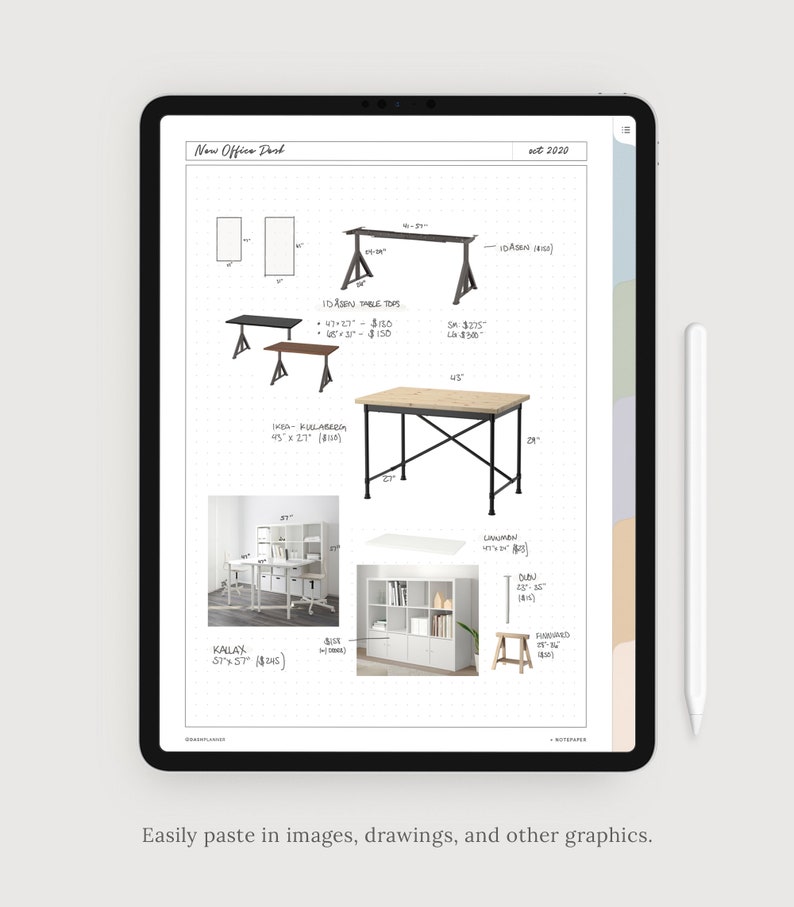 Pastel Digital Notebook Template – 5-tab Hyperlinked Organizer (digital ...