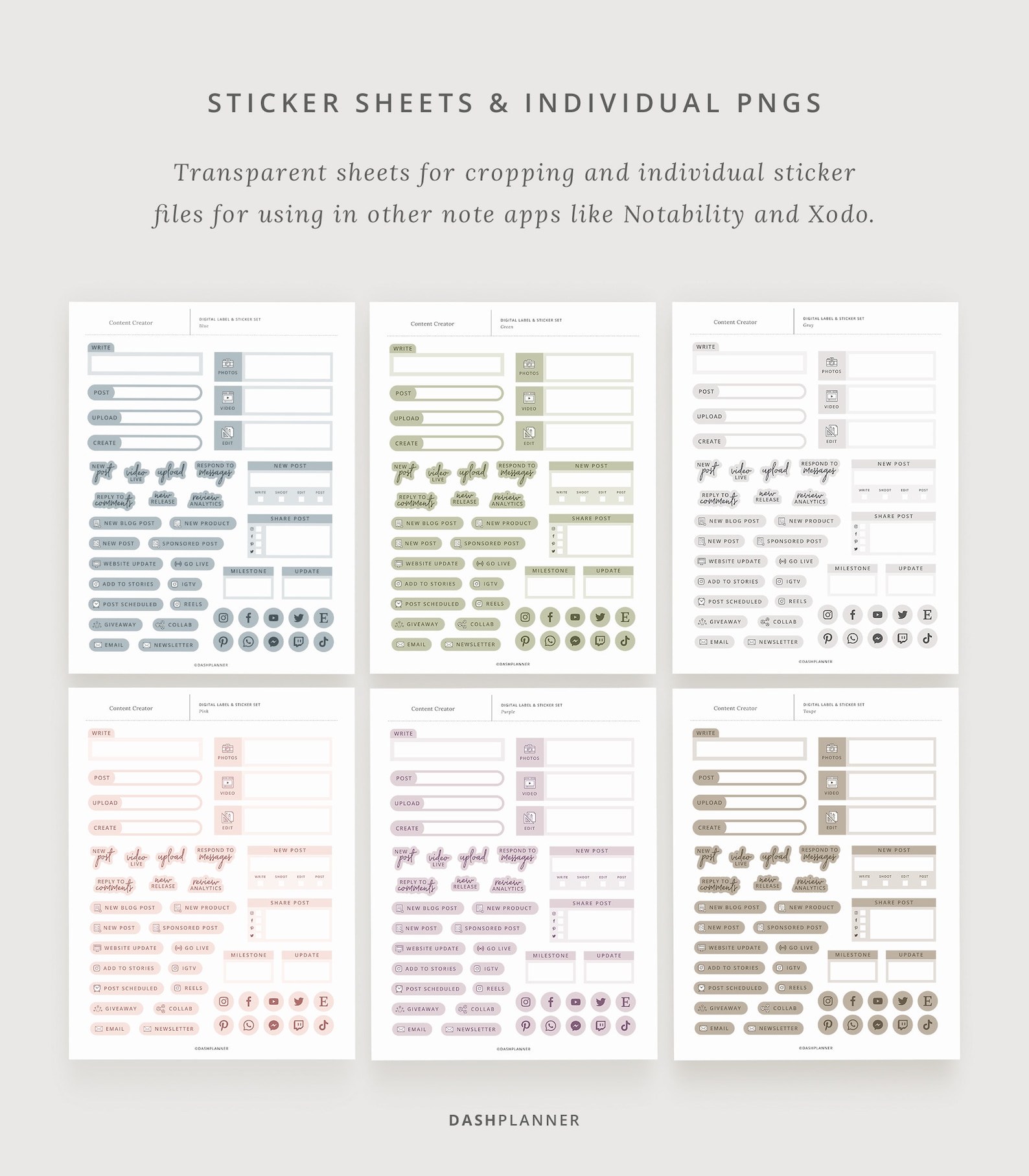 Content Creator Digital Stickers for Social Media Planning - Etsy