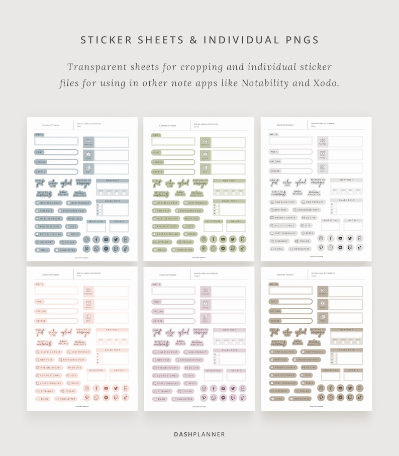 Content Creator Digital Stickers for Social Media Planning - Etsy