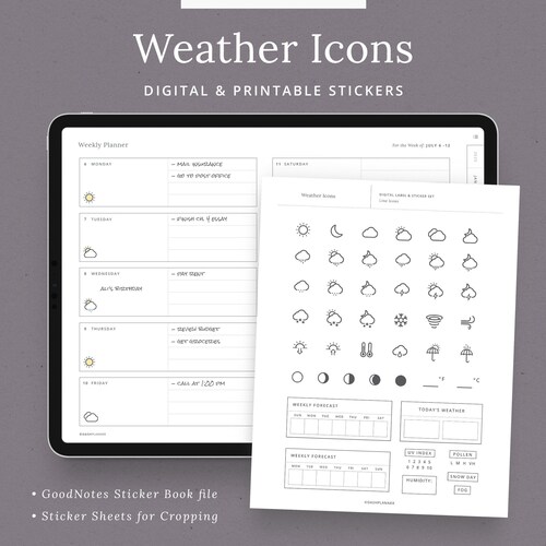 Weather Digital Stickers for Goodnotes Planner Goodnotes - Etsy