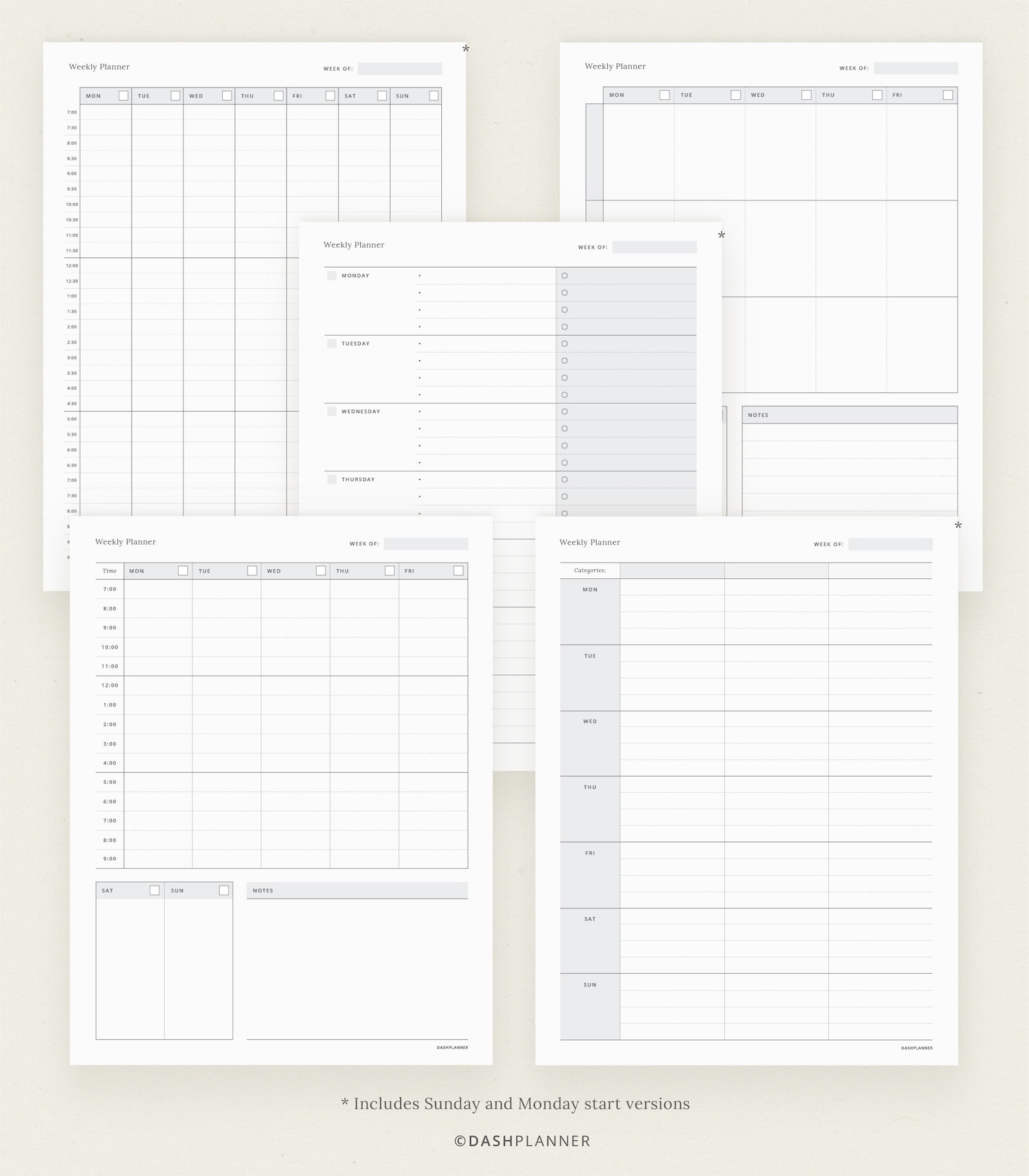Weekly Planner Pages Printable PDF Templates A4 and US - Etsy