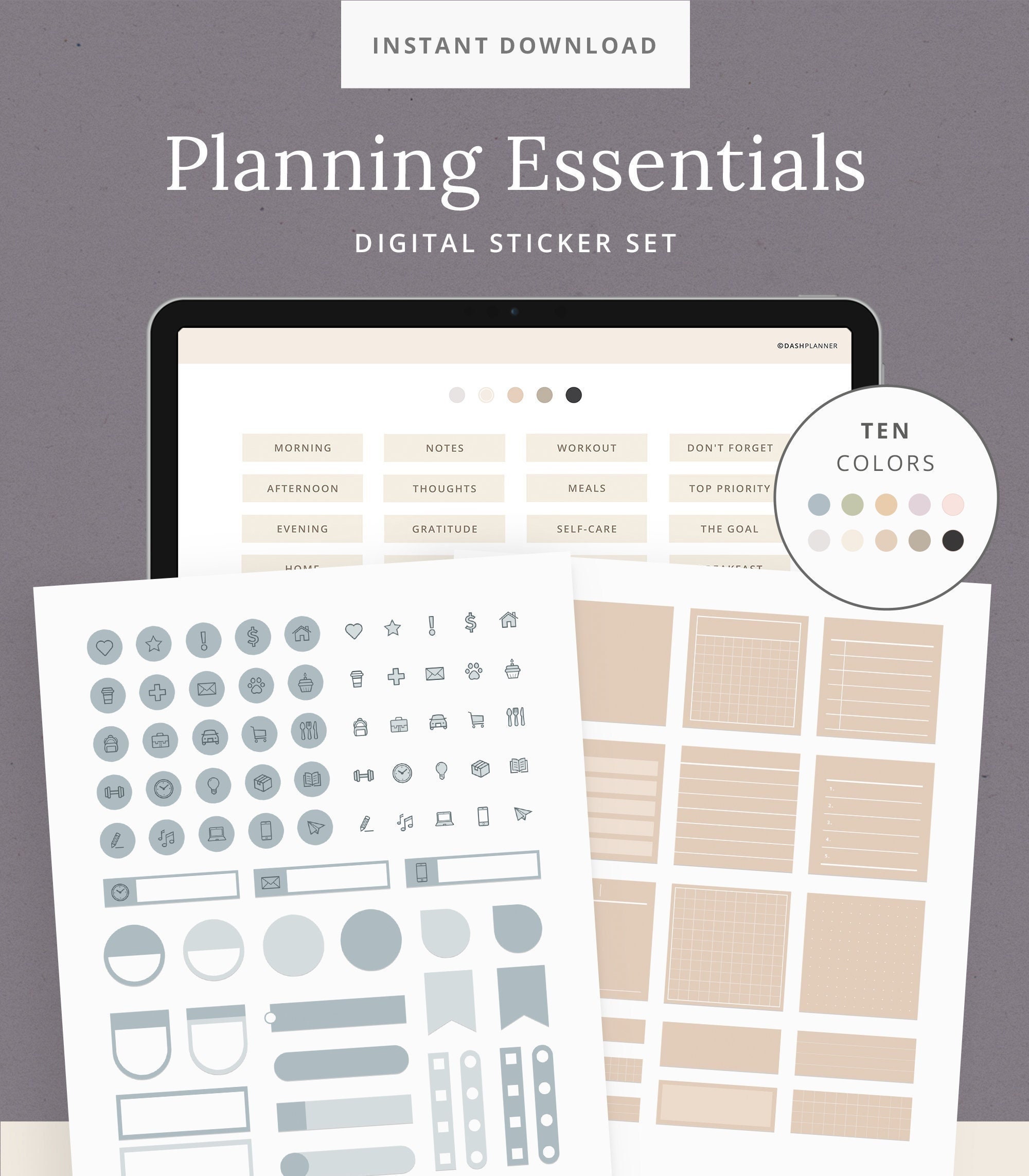 Planning Essentials Digital Stickers Goodnotes Sticker Book - Etsy