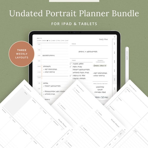 Undated Digital Planner Bundle Portrait Goodnotes Template - Etsy