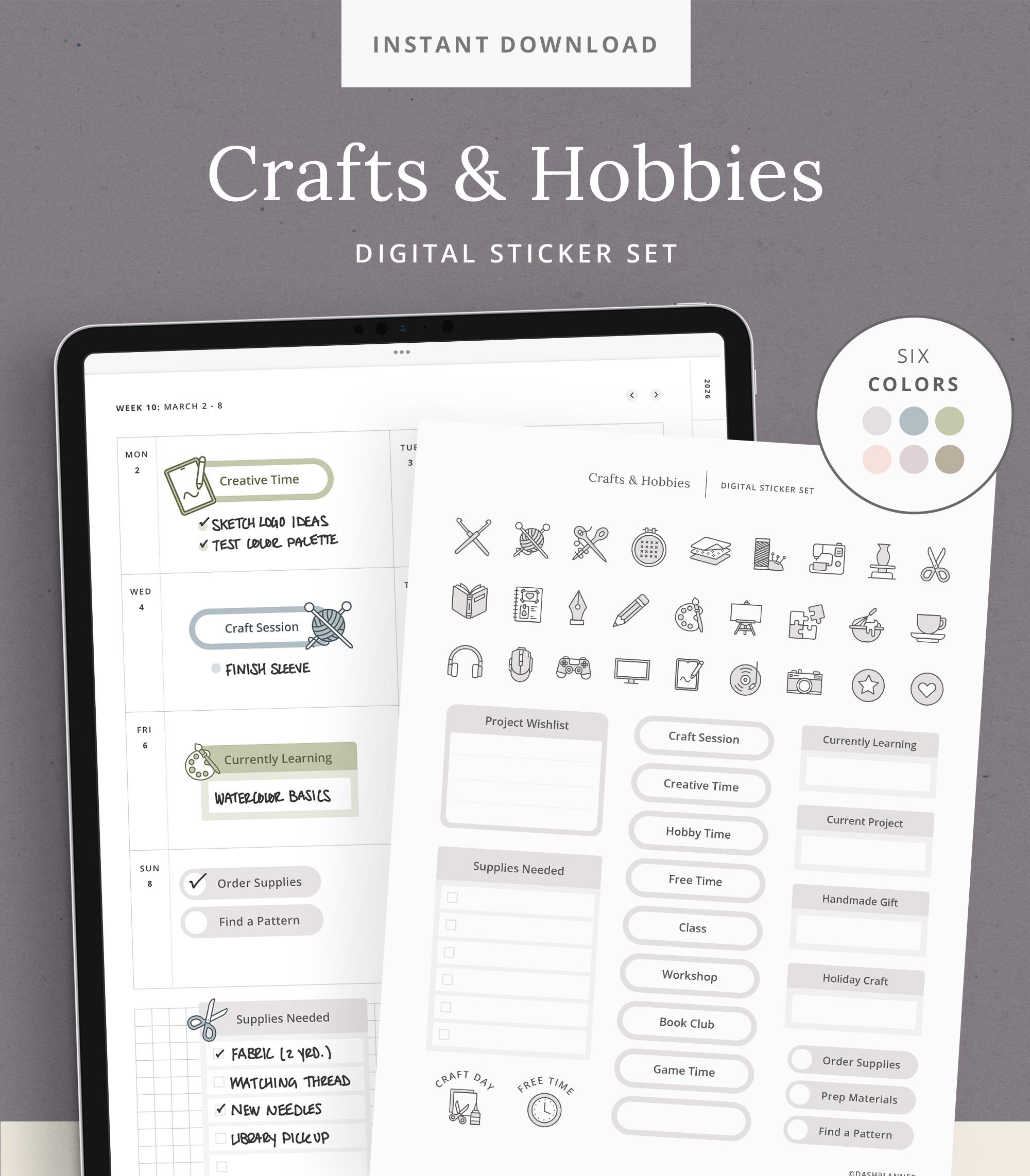 Crafts & Hobbies Digital Planner Stickers | Creative Time Labels ...