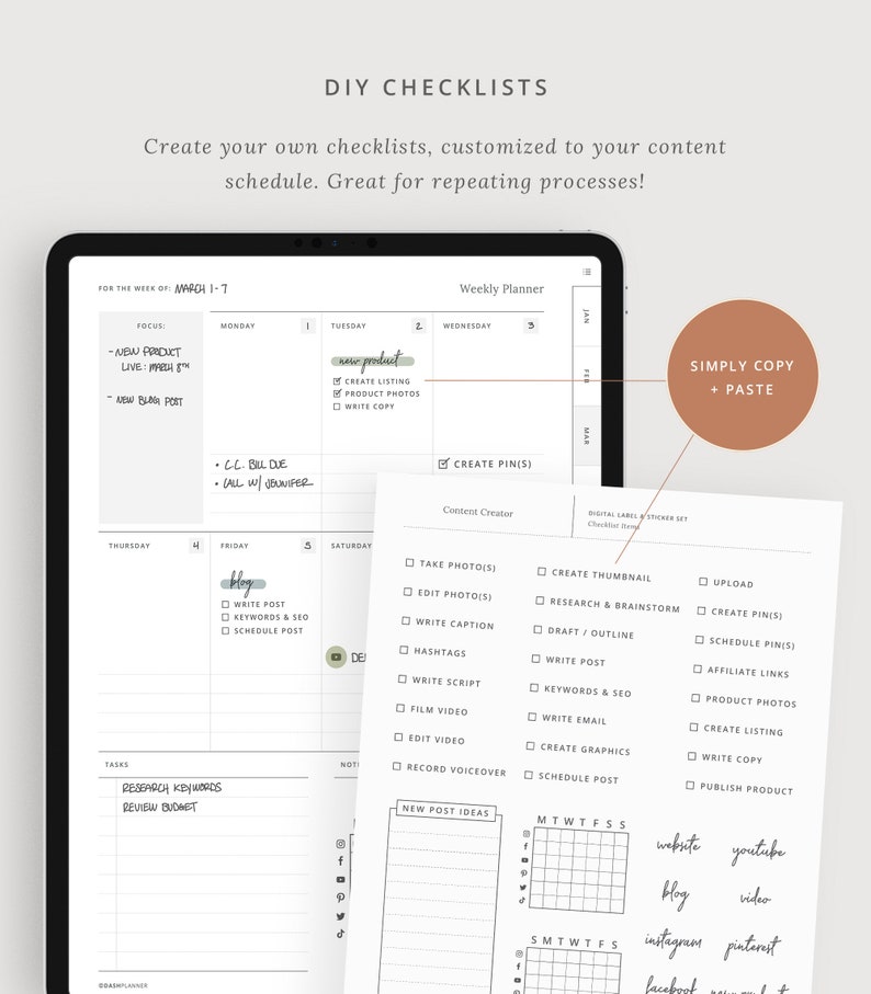 Content Creator Digital Stickers for Social Media Planning - Etsy