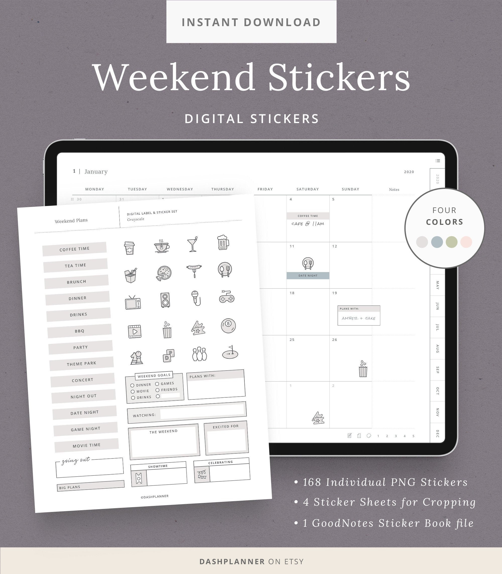 Weekend Plans Digital Stickers – Goodnotes iPad Planner (PNG, Goodnotes ...