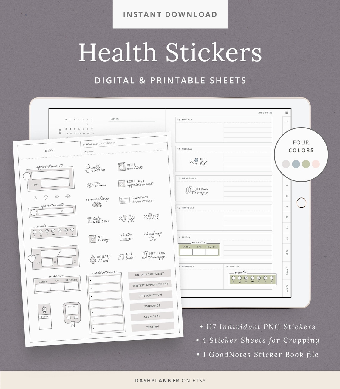 Health Digital Stickers for Goodnotes Ipad Planner Stickers - Etsy