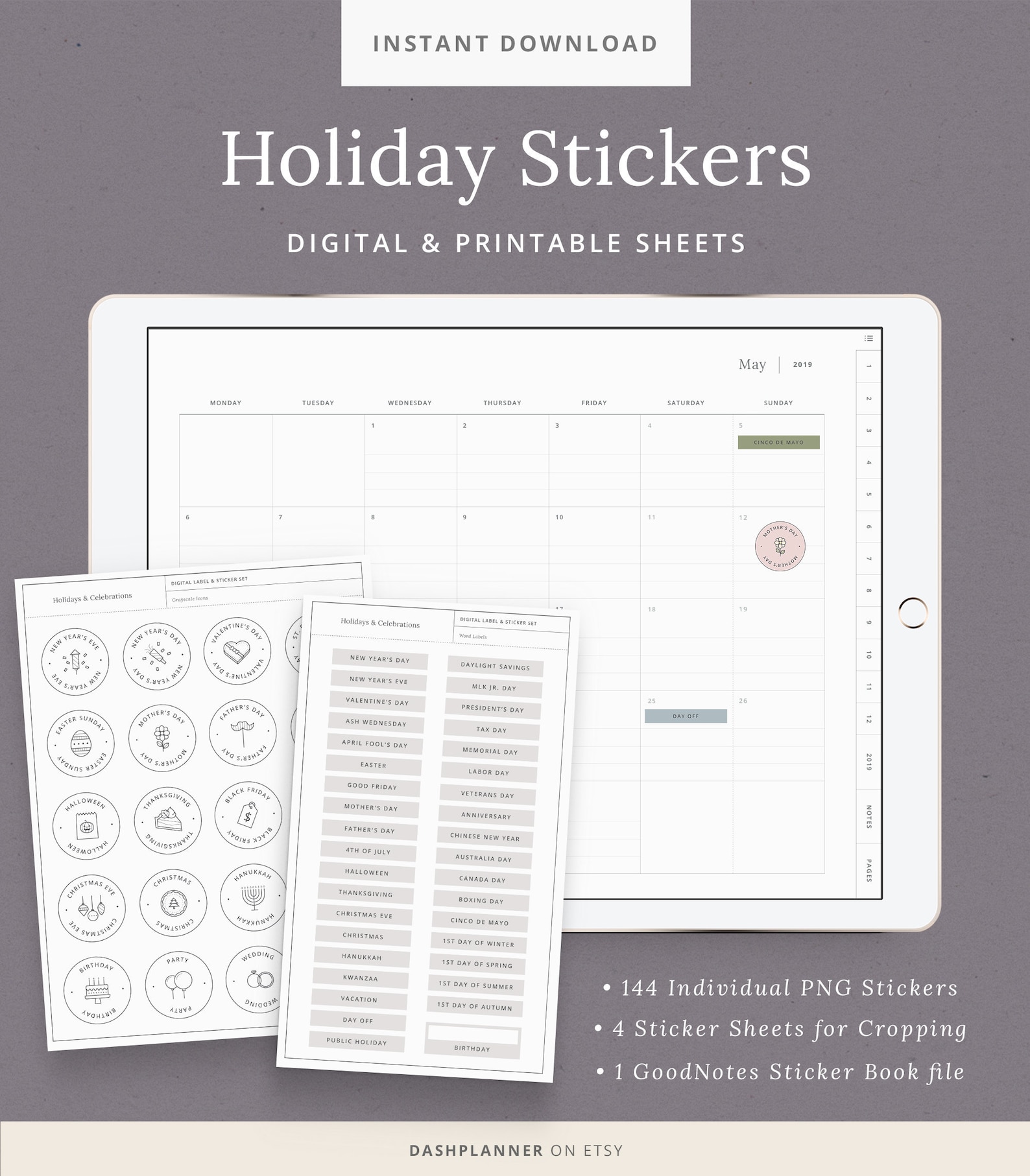 Holiday Digital Stickers for Goodnotes Digital Planner - Etsy