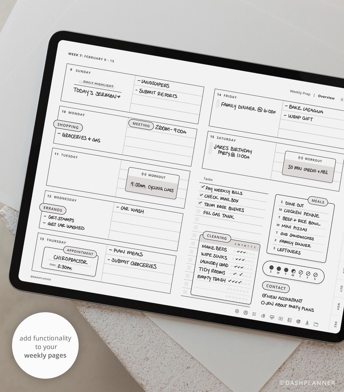 Daily & Weekly Widgets - Digital Sticker Set for Planners - Meals ...
