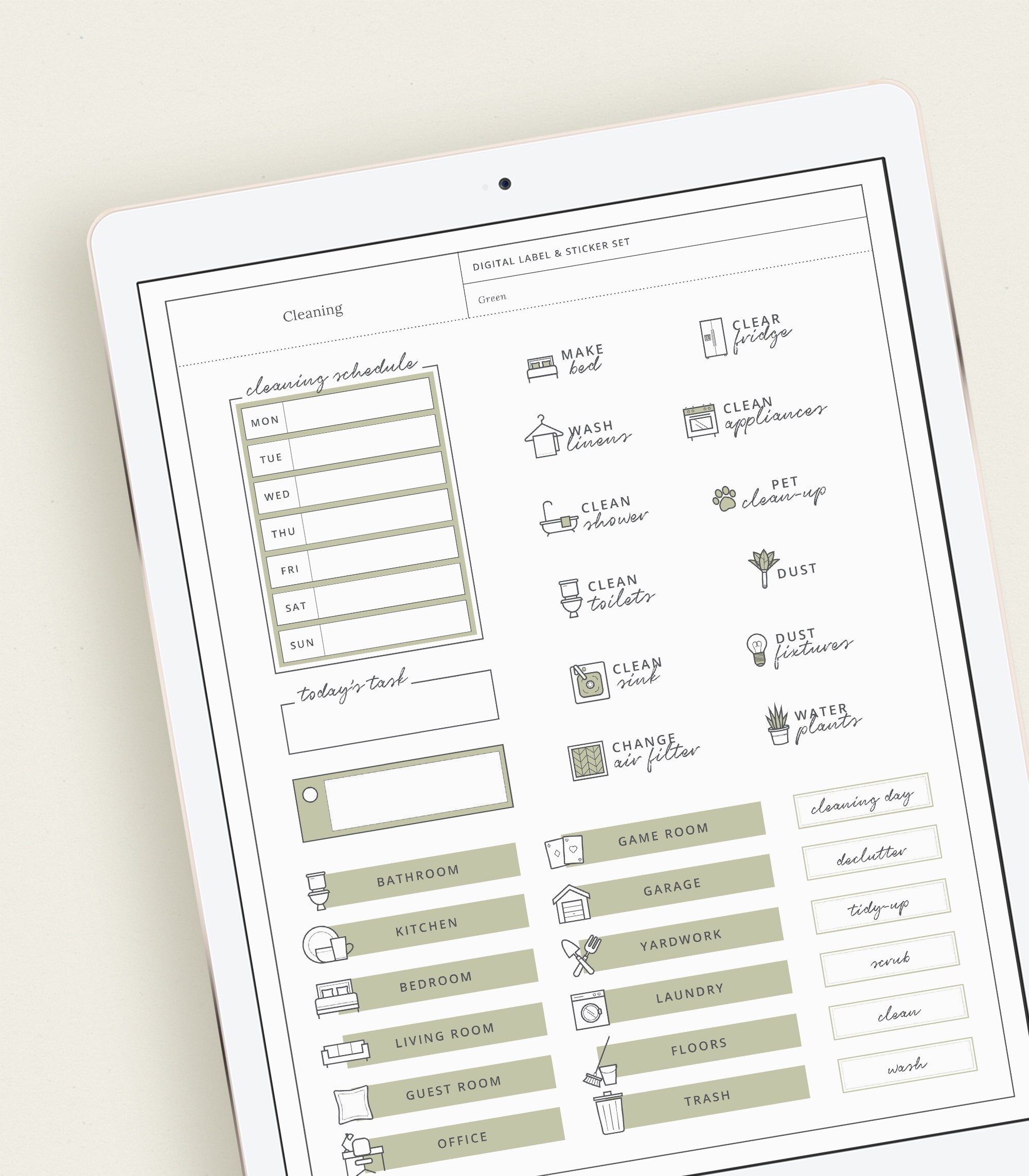 Cleaning Digital Stickers for Goodnotes Ipad Planner - Etsy