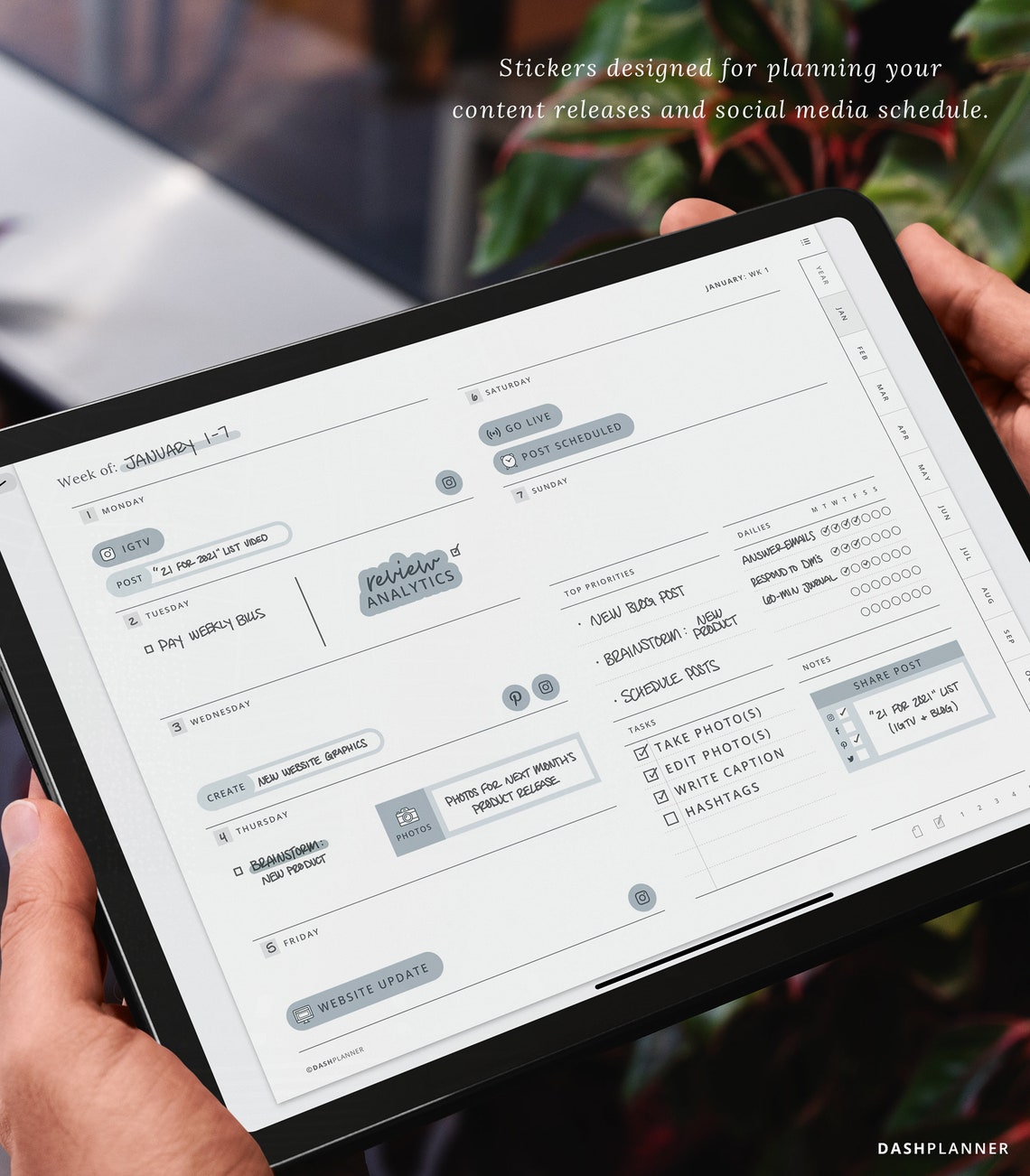 Content Creator Digital Stickers for Social Media Planning - Etsy
