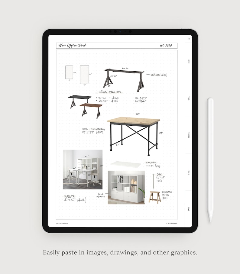 Digital Notebook 5 Minimalist Subject Tabs Cornell Ruled - Etsy