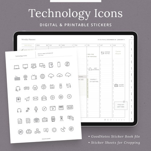 Technology Digital Stickers Goodnotes Sticker Book Office - Etsy
